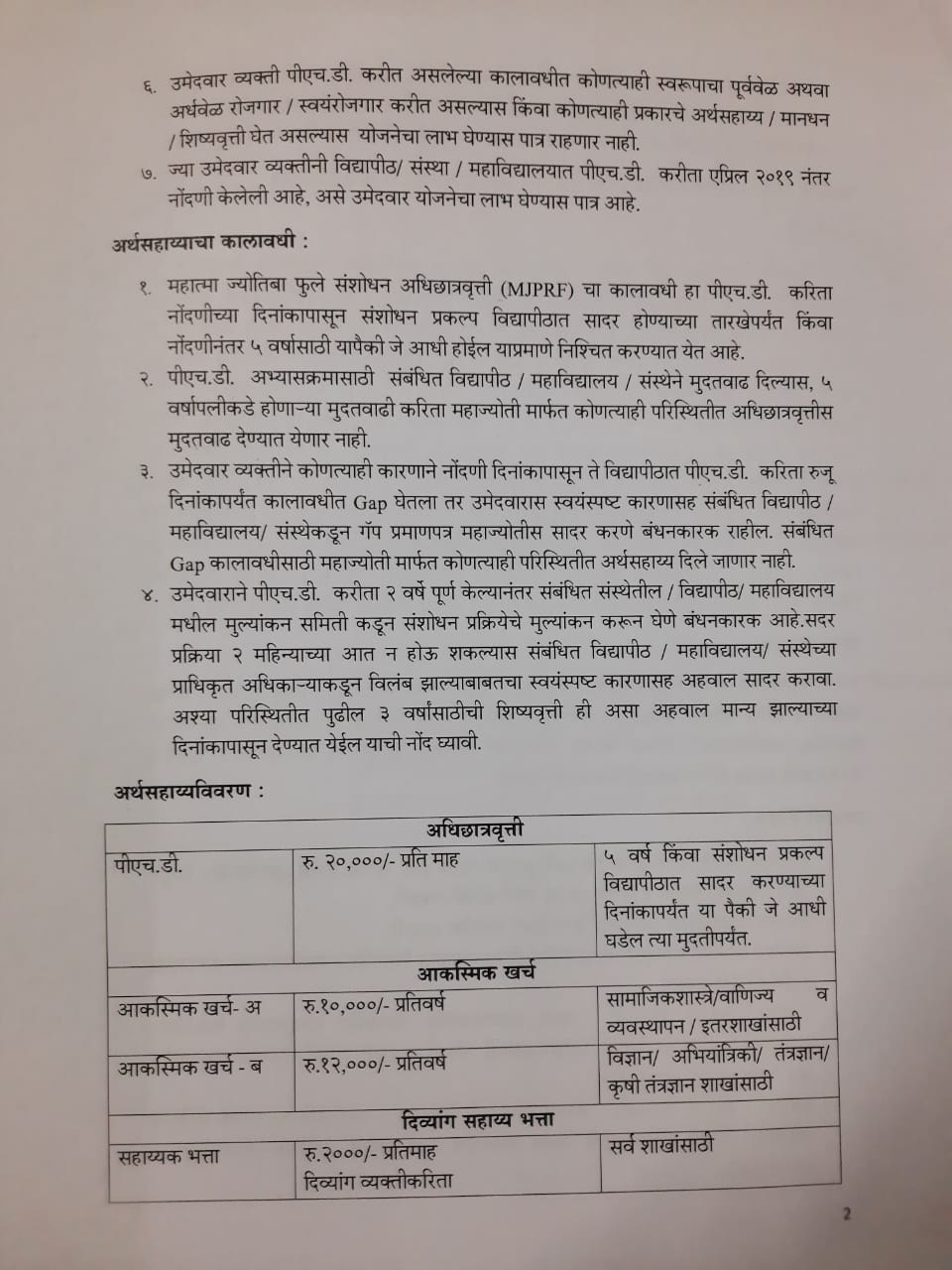 महात्मा ज्योतिबा फुले संशोधन अधिछात्रवृत्ती( MJPRF) – 2021 – MahaJyoti